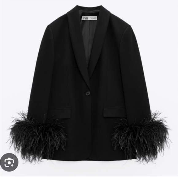 Zara | Jackets & Coats | Zara Feather Blazer | Poshmark